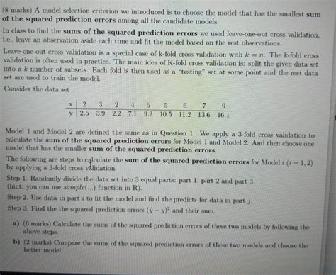 Solved 8 Marks A Model Selection Criterion We Introduced