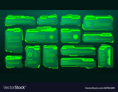 Green Futuristic Hud Ui Elements Sci Fi User Vector Image