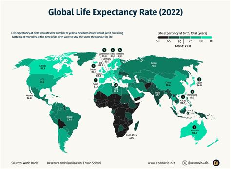 Global Map Of Life Expectancy Rate 2022 Maps On The Web