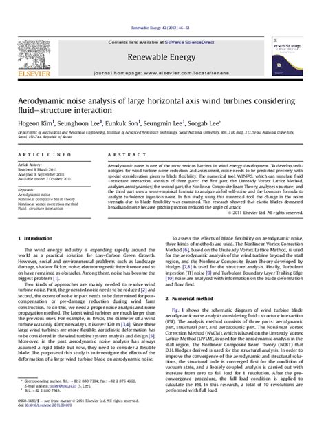 Pdf Aerodynamic Noise Analysis Of Large Horizontal Axis Wind Turbines