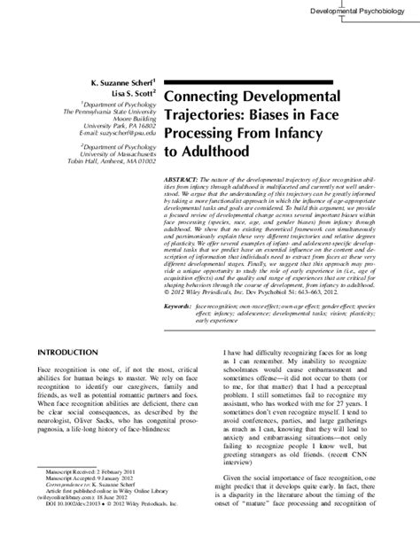 Pdf Connecting Developmental Trajectories Biases In Face Processing