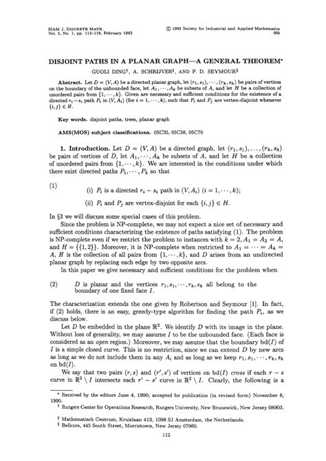 pdf disjoint paths in a planar graph a general theorem