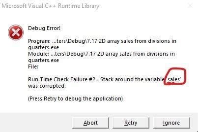 Please Help On A C Error Message I Don T Understand Stack Corruption Physics Forums