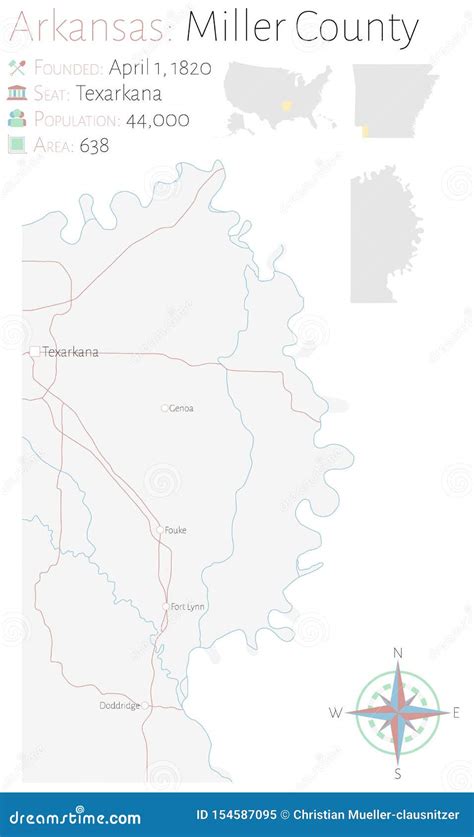 Arkansas Miller County Map Vector Illustration
