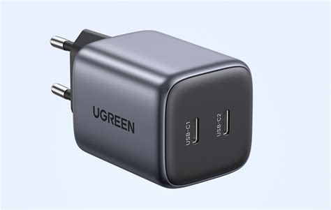 UGREEN CD294 зарядно устройство, 2x USB-C, GaN, PD3.0, QC4.0, 45W (сиво ...