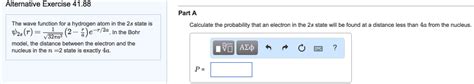 Solved The Wave Function For A Hydrogen Atom In The 2s State