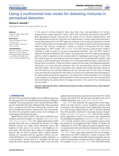 Pdf Using A Multinomial Tree Model For Detecting Mixtures In Perceptual Detection