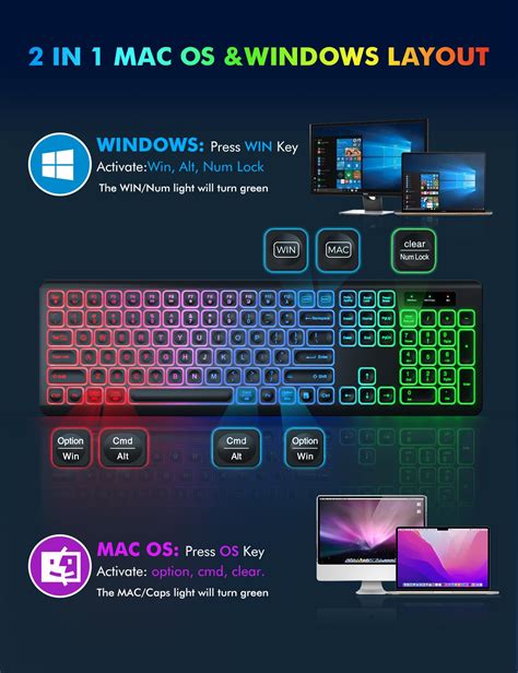 Wireless Keyboard And Mouse Combo Rgb Backlit Rechargeable And Light Up Letters Full Size