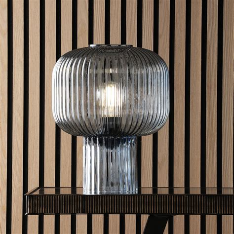 Striking Ribbed Glass Table Lamp Blue Stillorgan Decor