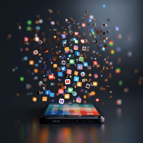 Smartphone With Dozens Of Floating Apps Premium Ai Generated Image