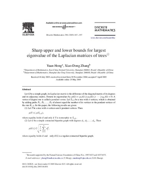 Pdf Sharp Upper And Lower Bounds For Largest Eigenvalue Of The