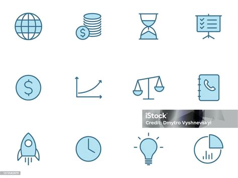 흰색 배경에 격리된 두 가지 색상으로 설정된 비즈니스 라인 아이콘입니다 웹 디자인 모바일 앱 Ui 디자인 및 인쇄를 위한