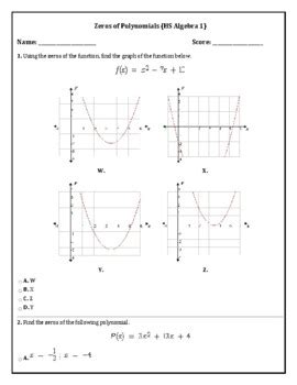 Zeros Of Polynomials Algebra By Mai D Teachers Pay Teachers