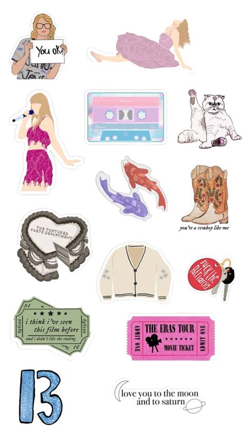 Taylor Swift Sheet Of Stickers En 2025 Diseño De Pegatina Pegatinas