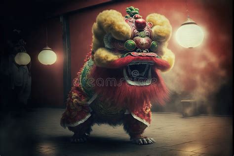 Chinese Lion Dance In A Chinese New Year S Celebration Generative AI