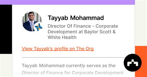 Tayyab Mohammad Director Of Finance Corporate Development At Baylor Scott And White Health