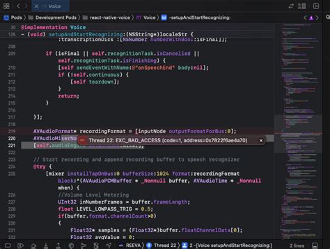 Thread EXC BAD ACCESS Code Address X F Ae A Issue React Native Voice