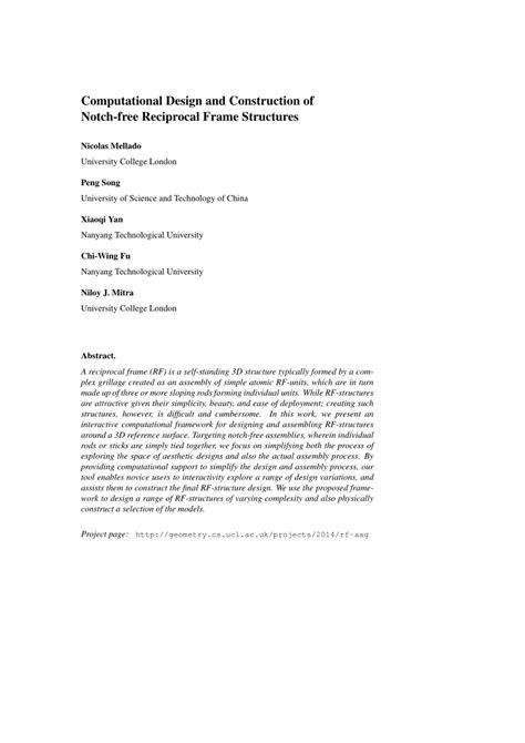 Pdf Computational Design And Construction Of Notch Free Reciprocal Frame Structures