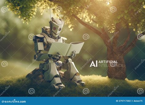 Ai Artificial Intelligence Robot Reading A Book Generative Ai Stock