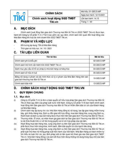 01 QĐcs Mp Chính Sách Ho T Đ Ng Sgd TmĐt Tiki Vn 1413 Final Pdf