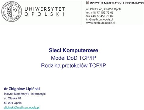 Sieci Komputerowe Model DoD TCP IP PDF Free Download