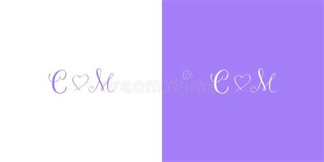 Wedding C M Monogram With A Hand Drawn Heart Stock Vector Illustration Of Logotype Lineart