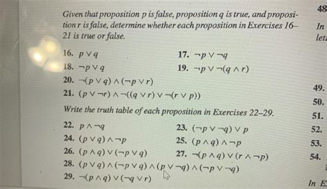 Solved 48 Given That Proposition P Is False Proposition Q