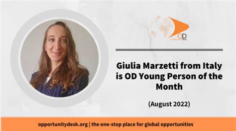 Giulia Marzetti From Italy Is Od Young Person Of The Month For August