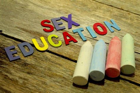 Word Sex Education Colorful Wooden Alphabet Letters Set And Chalks On
