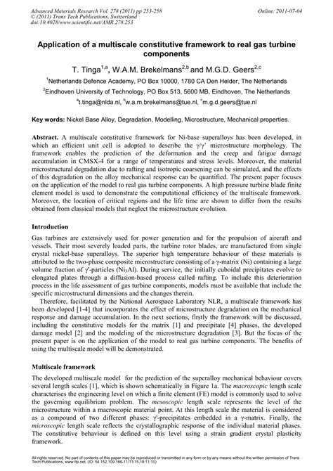 Pdf Application Of A Multiscale Constitutive Framework To Real Gas Turbine Components