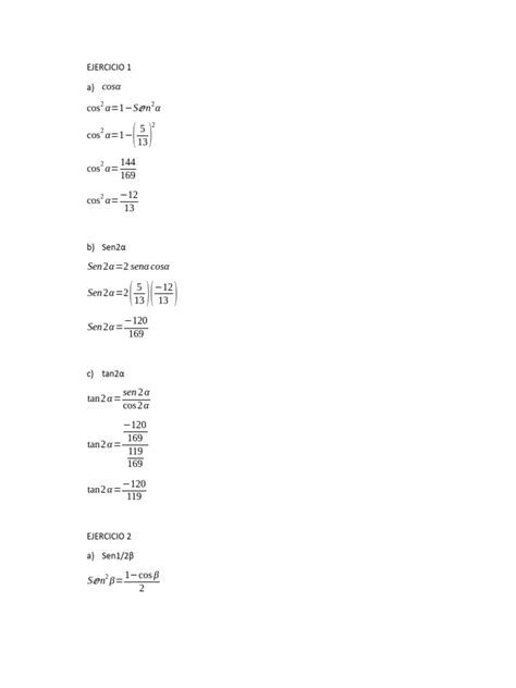 Ejercicios Ecuaciones Trigonometricas Pdf
