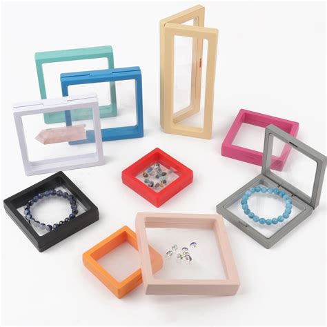 Pe 필름 다채로운 보석 보관함 3d 포장 케이스 보석 프리 스탠드 플로팅 프레임 멤브레인 링 귀걸이 목걸이 디스플레이 Aliexpress