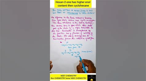 Hexan 2 One Has Higher Enol Content Than Cyclohexanone Shorts Neet Chemistry Mscchemistry