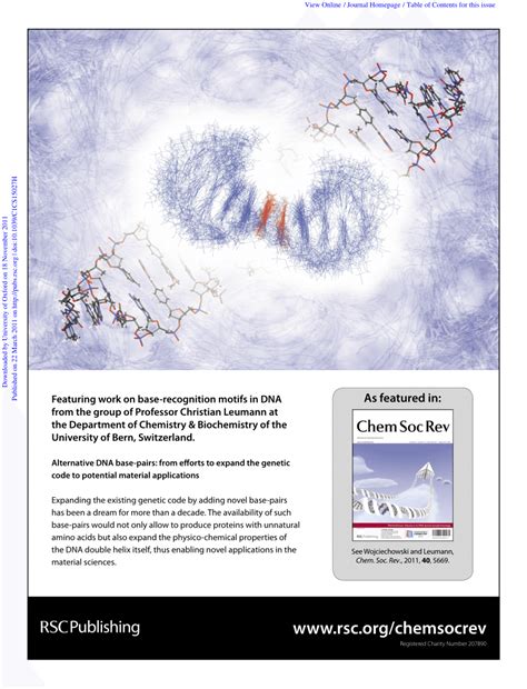 Pdf Cheminform Abstract Alternative Dna Base Pairs From Efforts To