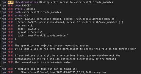 missing write access to usr local lib node modules 오류 해결