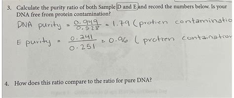 Solved Calculate The Purity Ratio Of Both Sample D ﻿and E