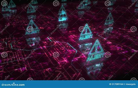 Alert Warning Symbol Digital Concept 3d Illustration Stock Illustration