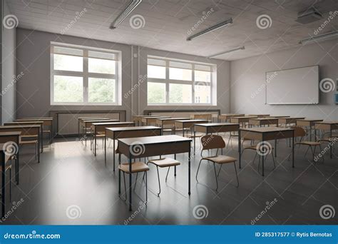 Empty School Classroom Generative Ai Stock Illustration Illustration