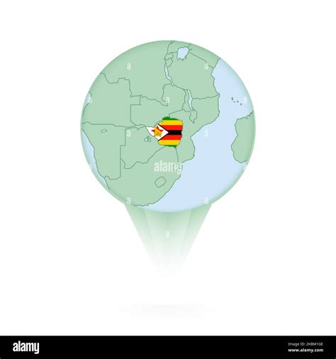 zimbabwe map stylish location icon with zimbabwe map and flag green pin icon stock vector