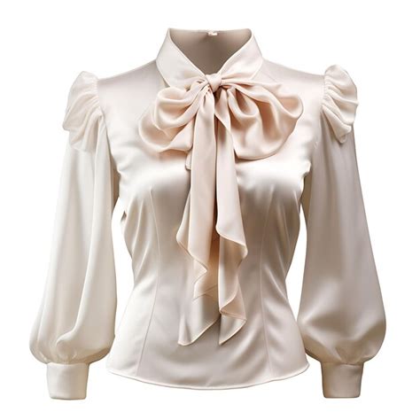 Premium Photo Blouse Made Of Silk With A Pussy Bow Neckline And A Relaxed Fashions Clothers On