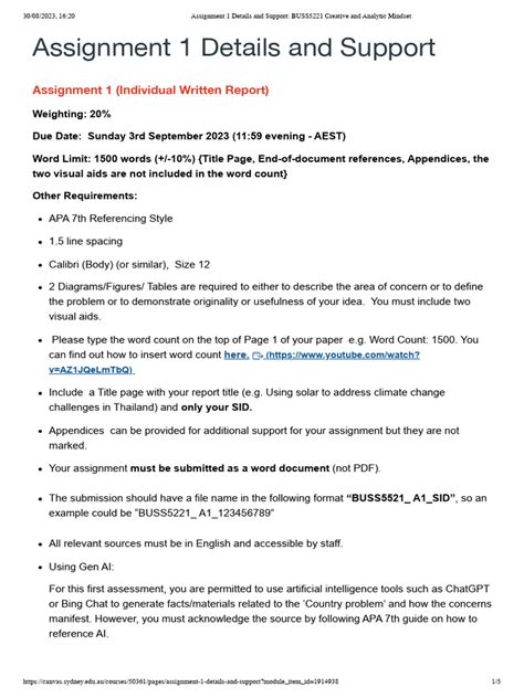 Assignment 1 Details And Support Buss5221 Creative And Analytic Mindset Pdf Artificial