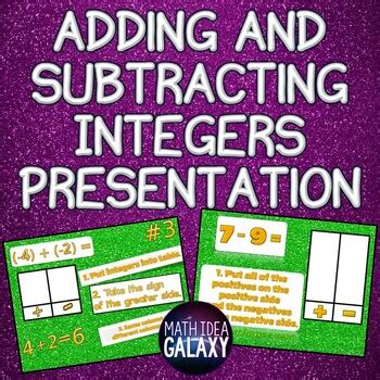 Adding And Subtracting Integers Presentation By Idea Galaxy TPT