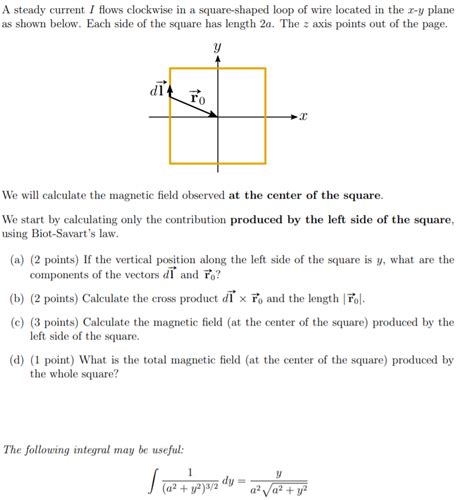 Solved A Steady Current I Flows Clockwise In A Square Shaped Chegg Com