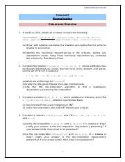 Tutorial Pdf CZ CPE CSC Tutorial Normalisation Classroom Exercise A Medical