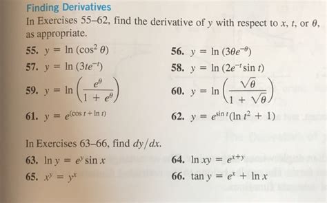 Solved Finding Derivatives In Exercises 55 62 Find The Chegg Com
