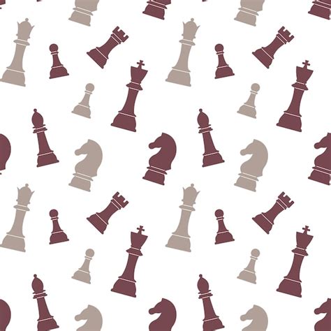 Premium Vector Seamless Pattern Of Chess Pieces On A White Background Chess Background Print