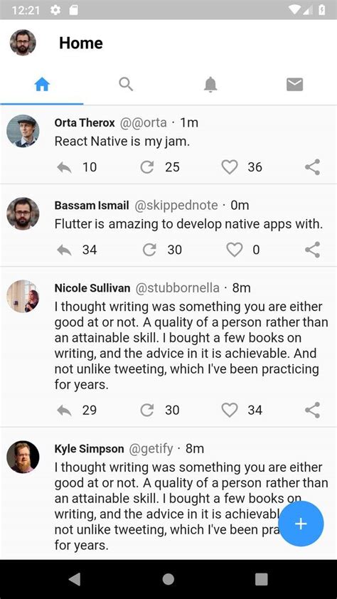 Developer Mate Flutter Twitter Timeline Facebook
