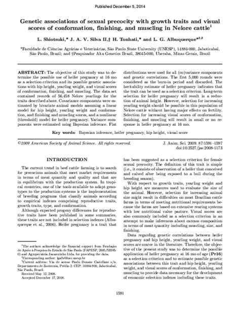 Pdf Genetic Associations Of Sexual Precocity With Growth Traits And