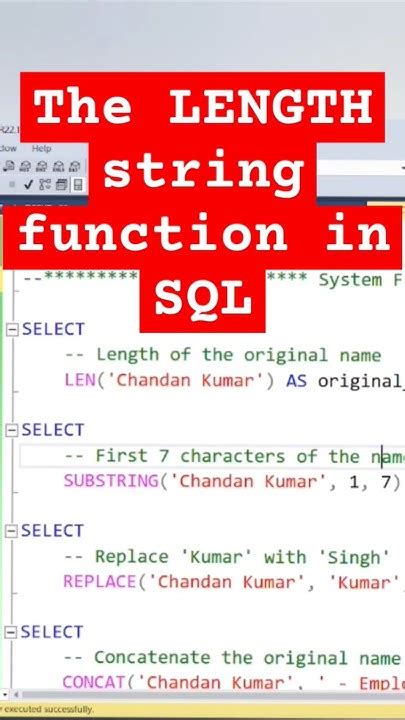 The Length String Function In Sql Sqlqueryinterviewquestionsandanswers Youtube