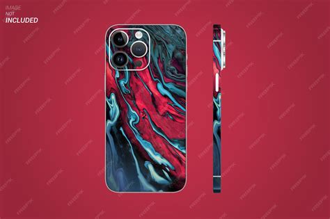 Iphone 14 Pro Max 스킨 모형 템플릿 후면 및 측면 보기 프리미엄 Psd 파일